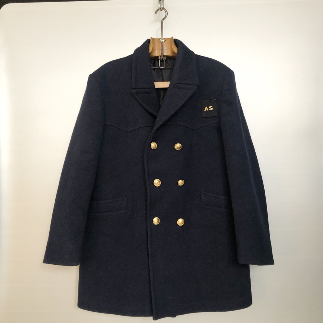 Vintage Italian Navy Peacoat | Pure Wool | Gold Metal Buttons | Size XL ...