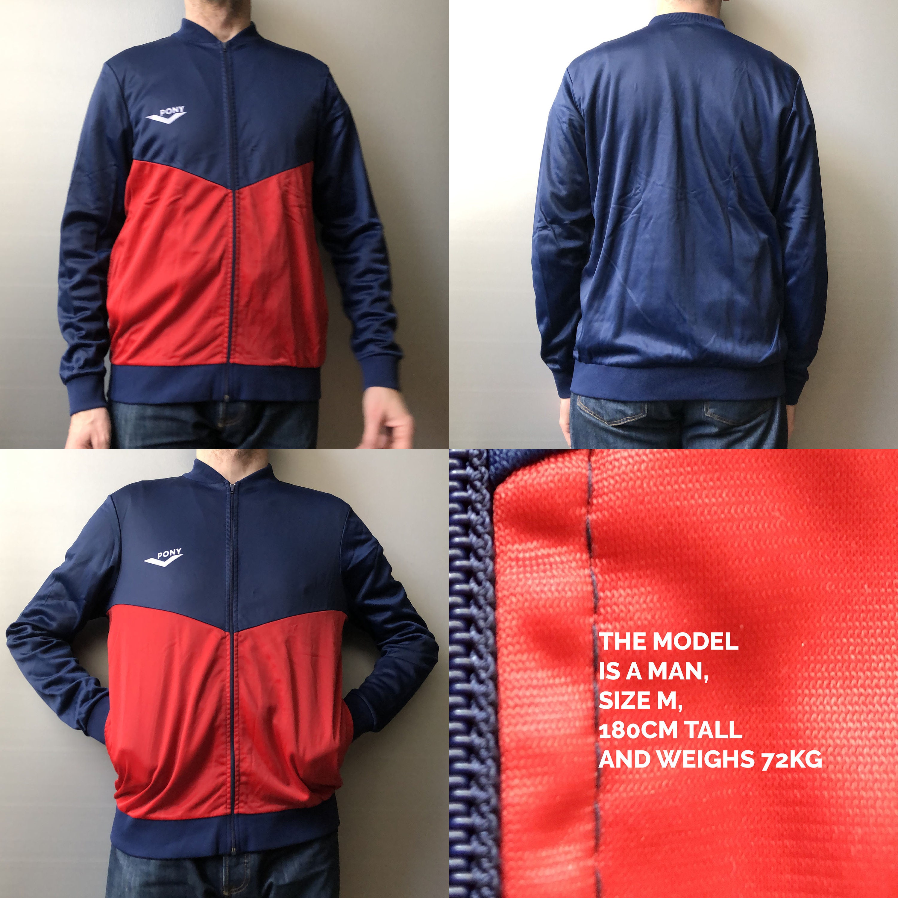 Vintage 70s Bleu and Red Pony Track Jacket - Etsy