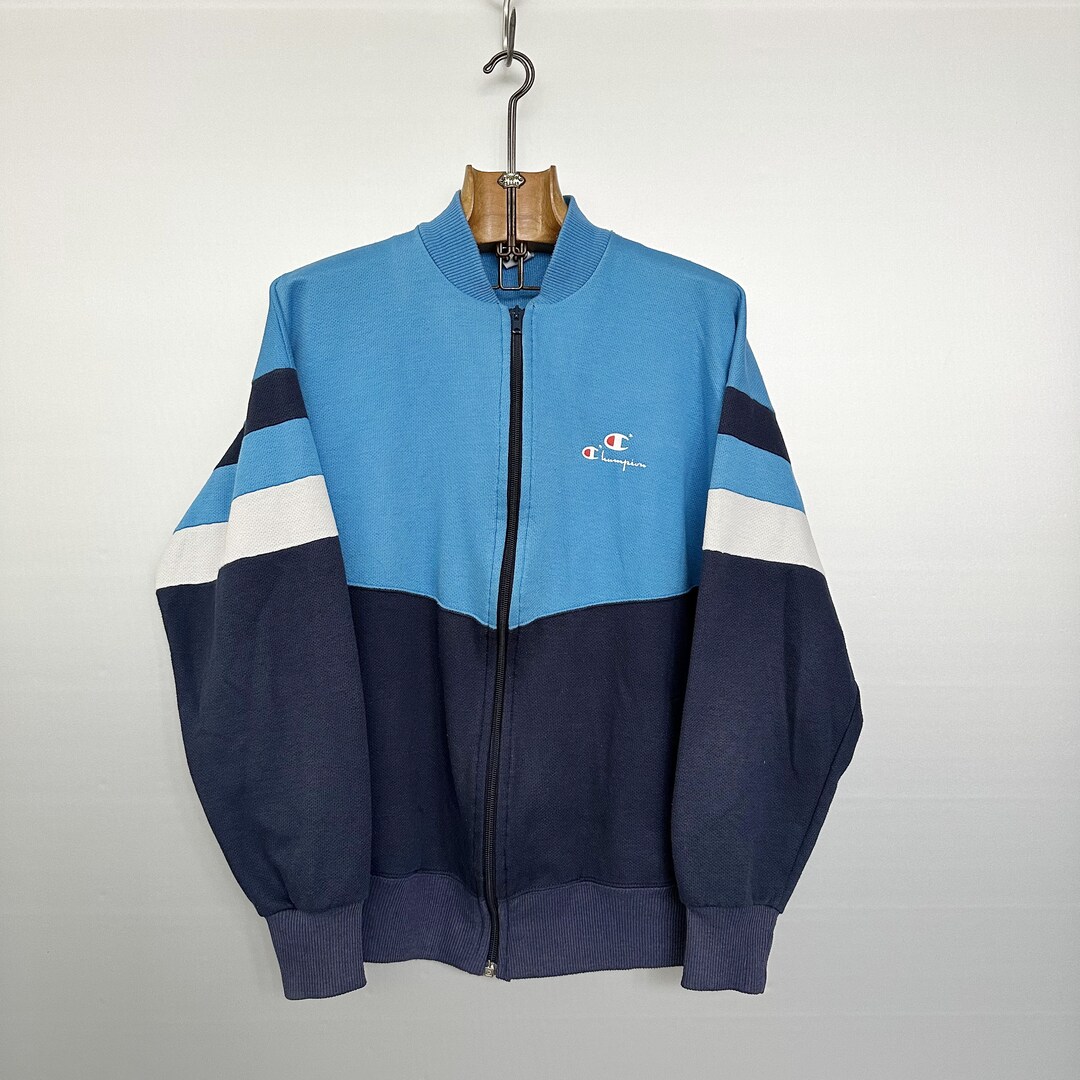 Vintage Champion Blue and White Track Jacket - Etsy