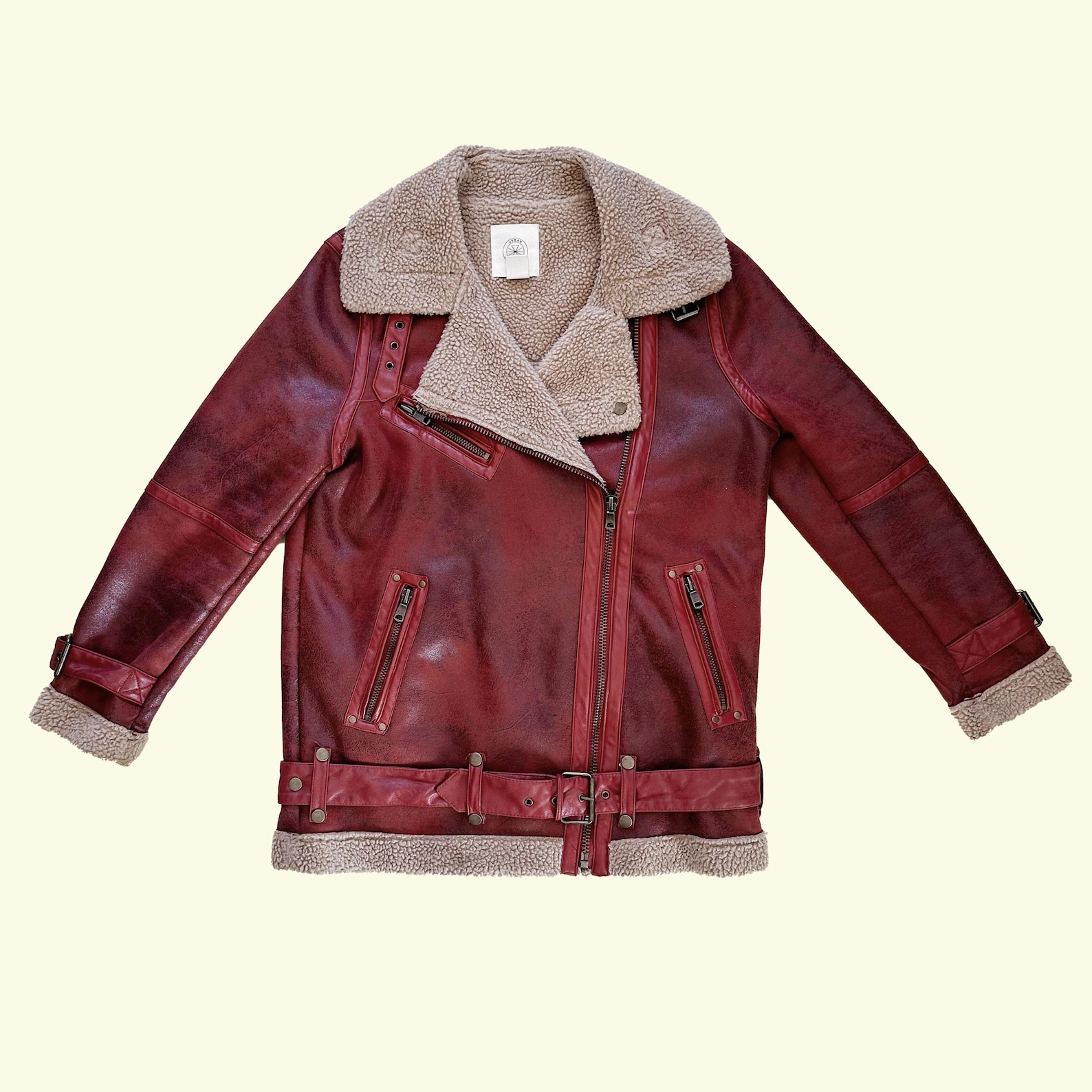 Vintage Red Flight Jacket | Bold Faux Leather & Fur Lining | Urban ...