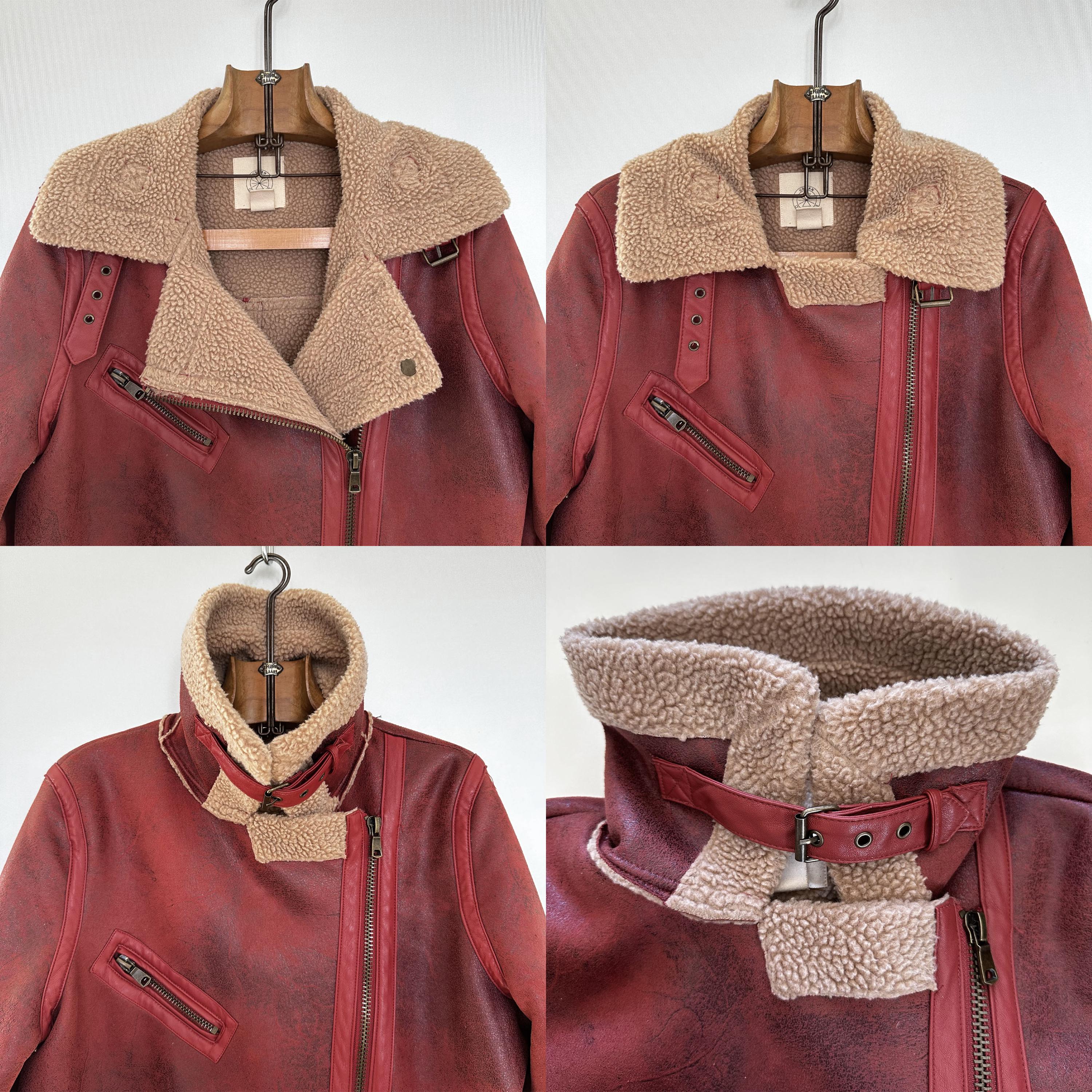 Vintage Red Flight Jacket | Bold Faux Leather & Fur Lining | Urban ...