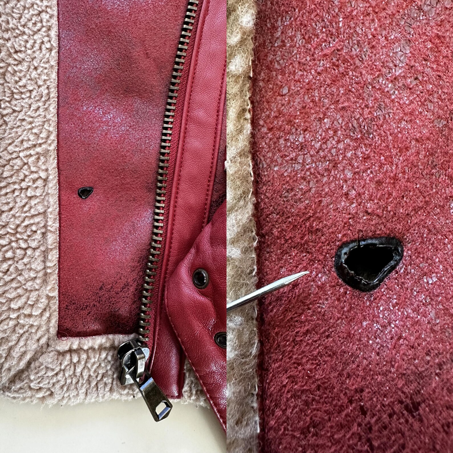 Vintage Red Flight Jacket | Bold Faux Leather & Fur Lining | Urban ...
