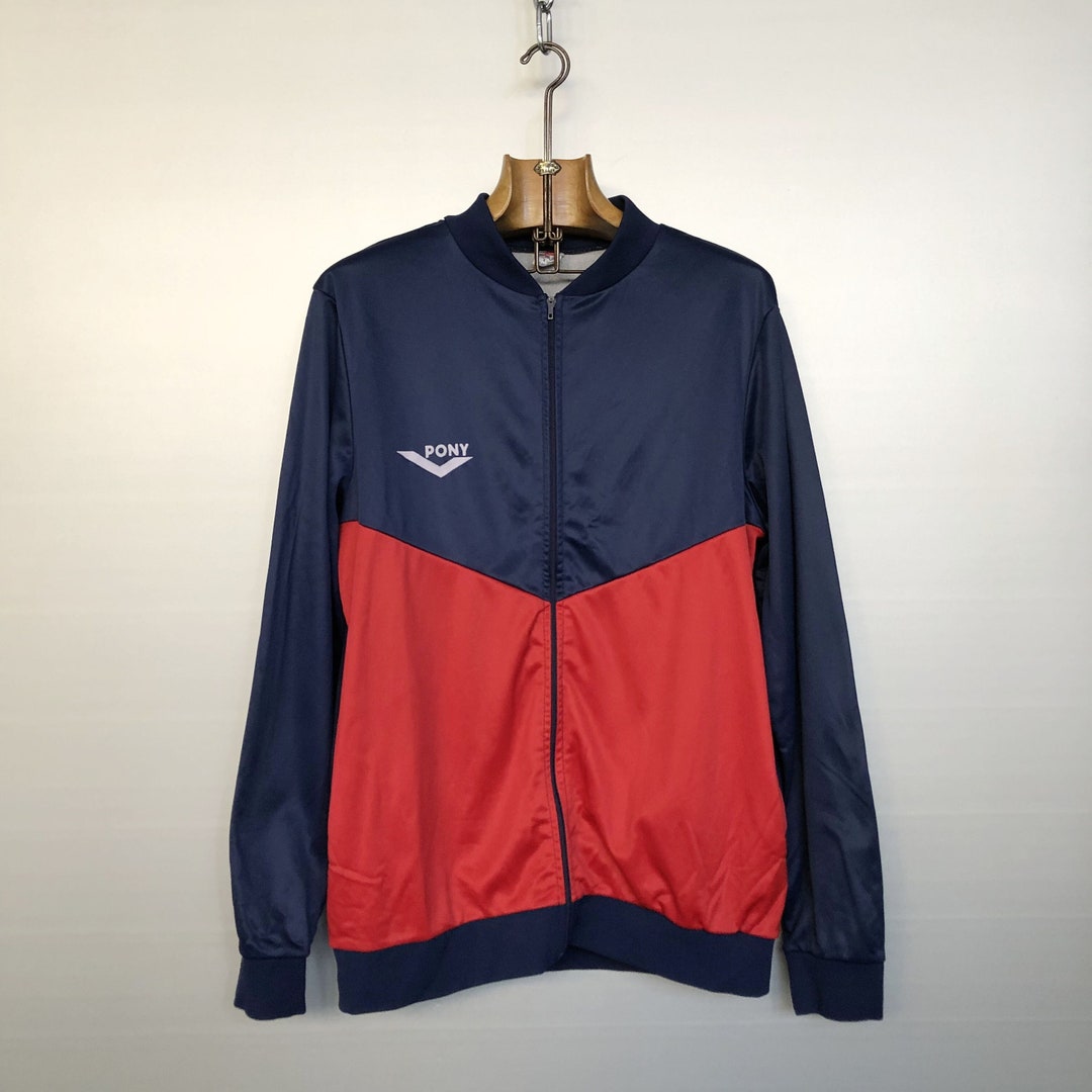 Vintage 70s Bleu and Red Pony Track Jacket - Etsy