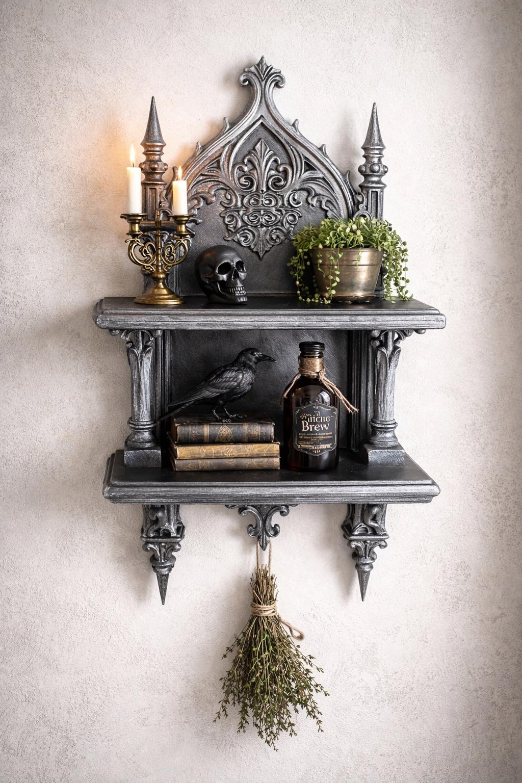 3D Printed Gothic Cathedral Style Two-tiered Vampire Shelf - Hand ...