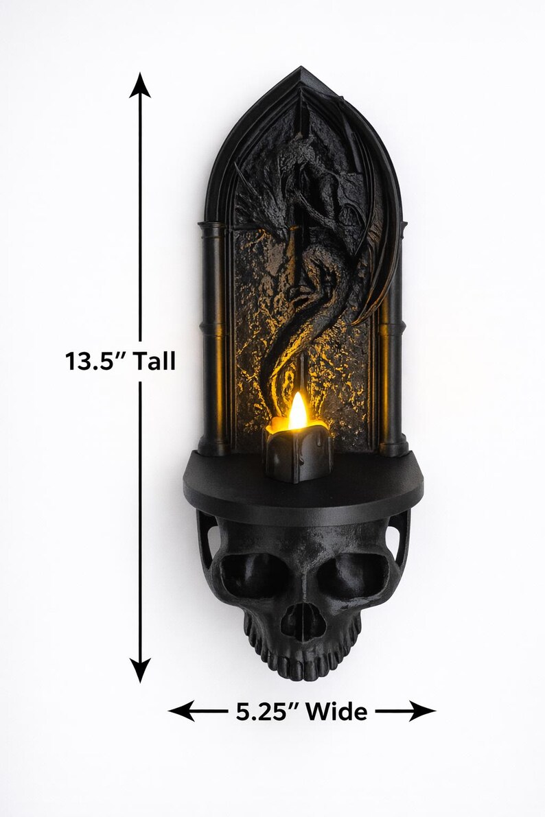 3D Printed Gothic Dragon and Skull Shelf - Hand Painted - Etsy