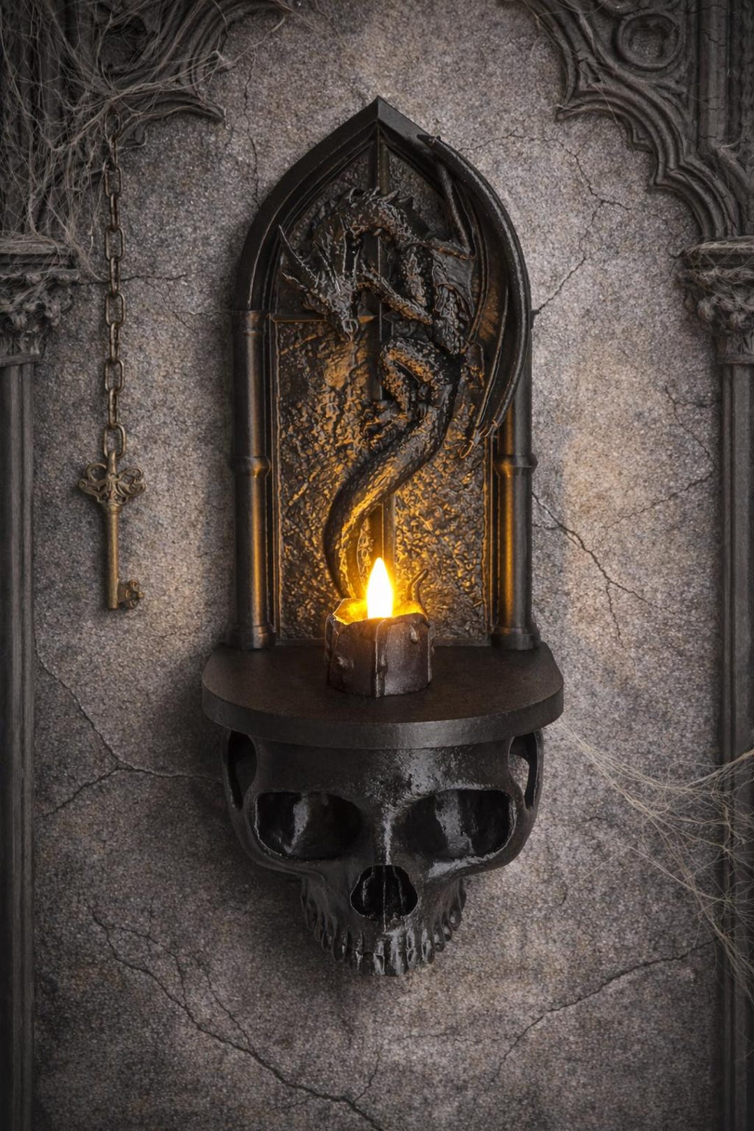 3D Printed Gothic Dragon and Skull Shelf - Hand Painted - Etsy