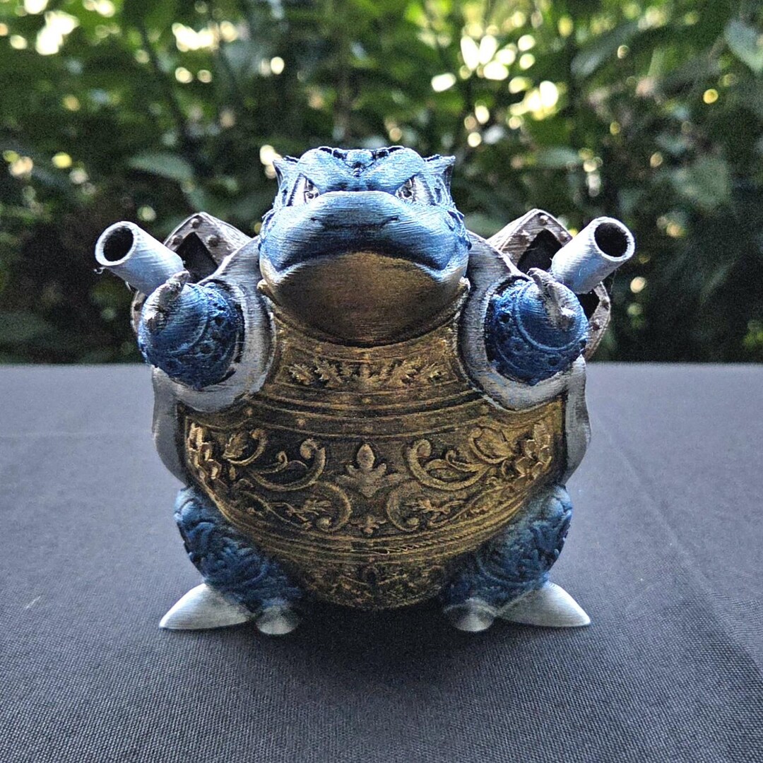3D Printed, Hand Painted Blastoise Inspired Statue - Etsy