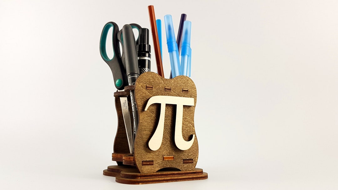 Math Teacher Gift, Wooden Pen Holder - Pi Greek Letter, Gift for ...