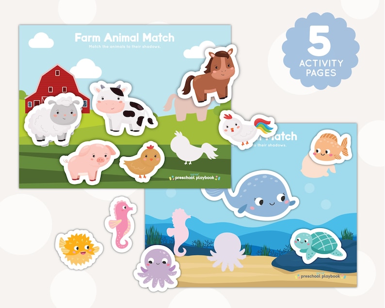Shadow Match, Printable Animal Puzzle, Toddler Busy Book, Homeschool ...