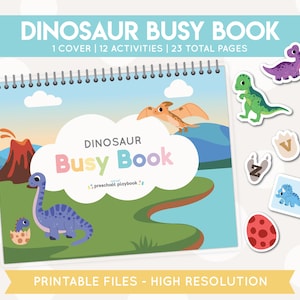 Dinosaur Toddler Busy Book, Homeschool Preschool Dino Activity, Morning ...