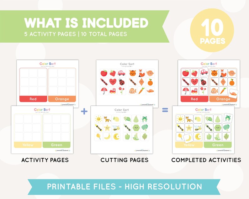 Color Sorting Activity: Preschool Learning Binder (digital Printable ...