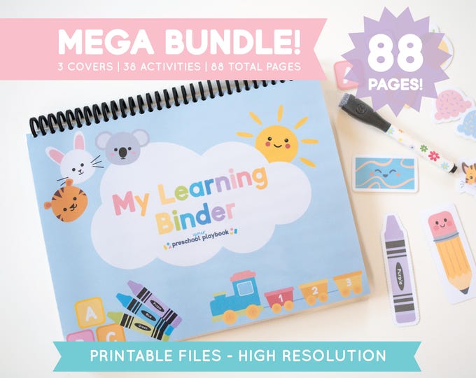 PRINTABLE Learning Binder, Digital Toddler Busy Binder, Preschool ...
