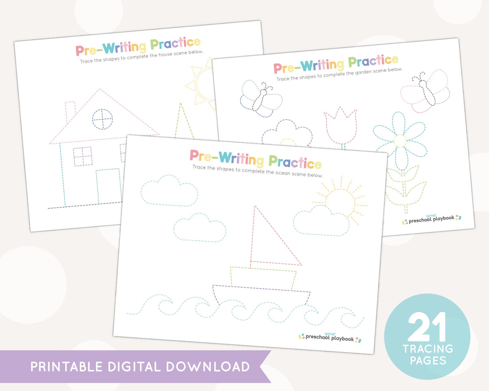 Tracing Pages, Preschool Worksheets, Toddler Busy Book, Homeschool ...