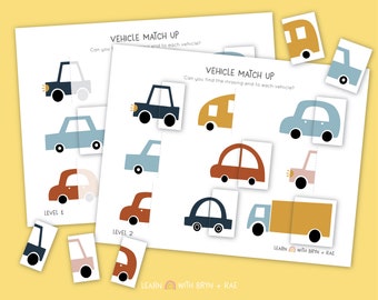 Preschool Vehicle Matching - Etsy