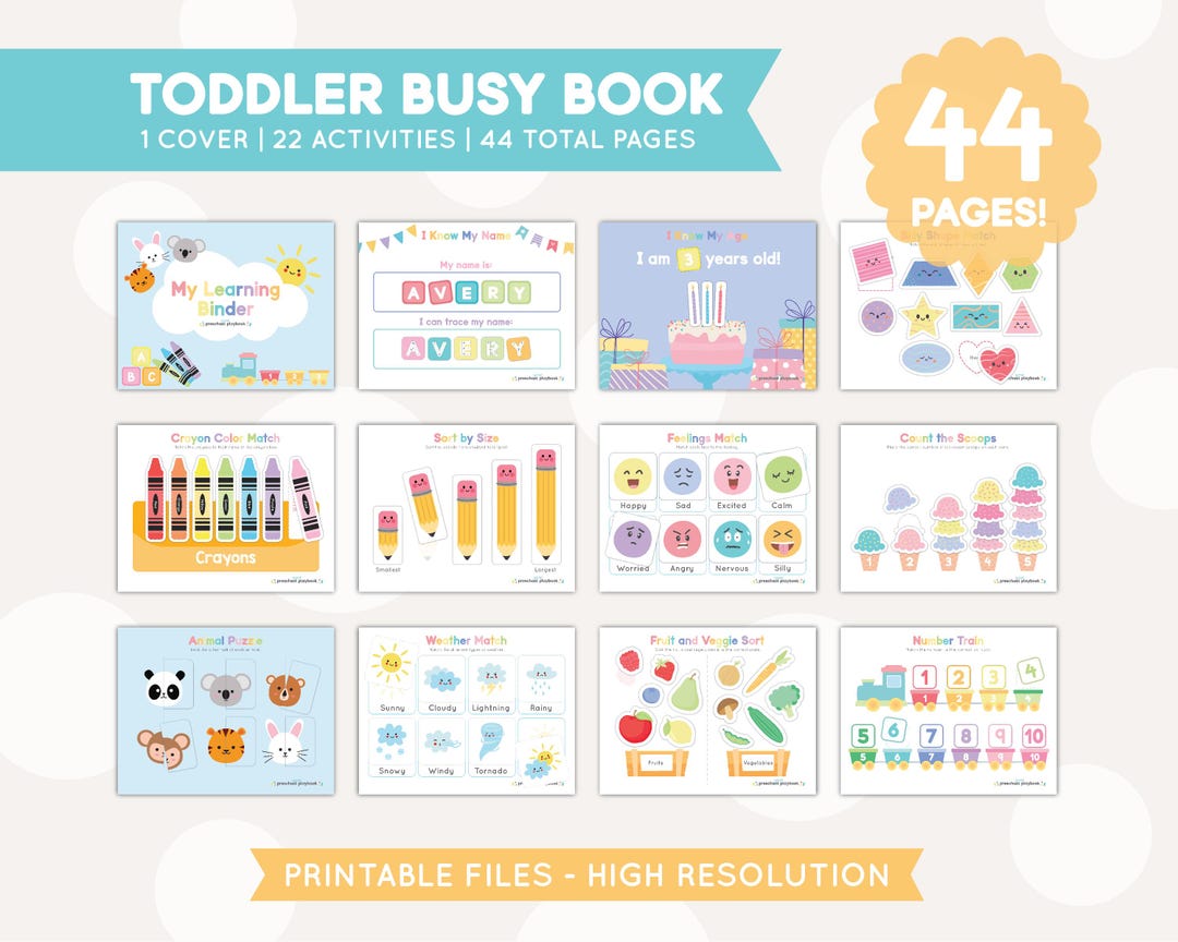Toddler Busy Book, Preschool Learning Binder, Morning Binder, Quiet ...