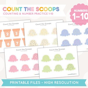 Count the Scoops, Counting Game, Counting 1-10, Number Recognition ...