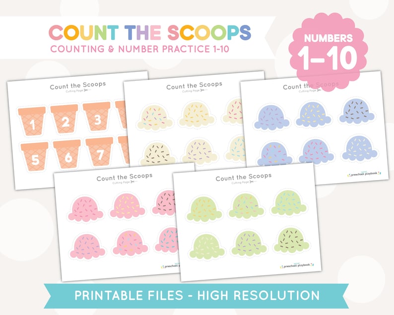 Count the Scoops: Number Recognition Game (digital Download) - Etsy