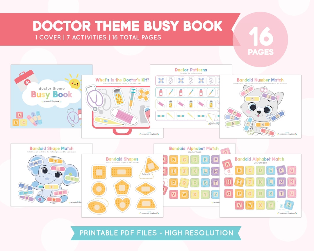 Toddler Busy Book, Doctor Theme, Preschool Learning Binder, Quiet Book ...