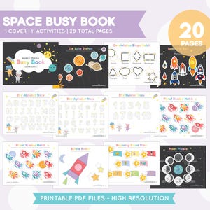 Toddler Busy Book, Space Theme, Preschool Learning Binder, Quiet Book ...