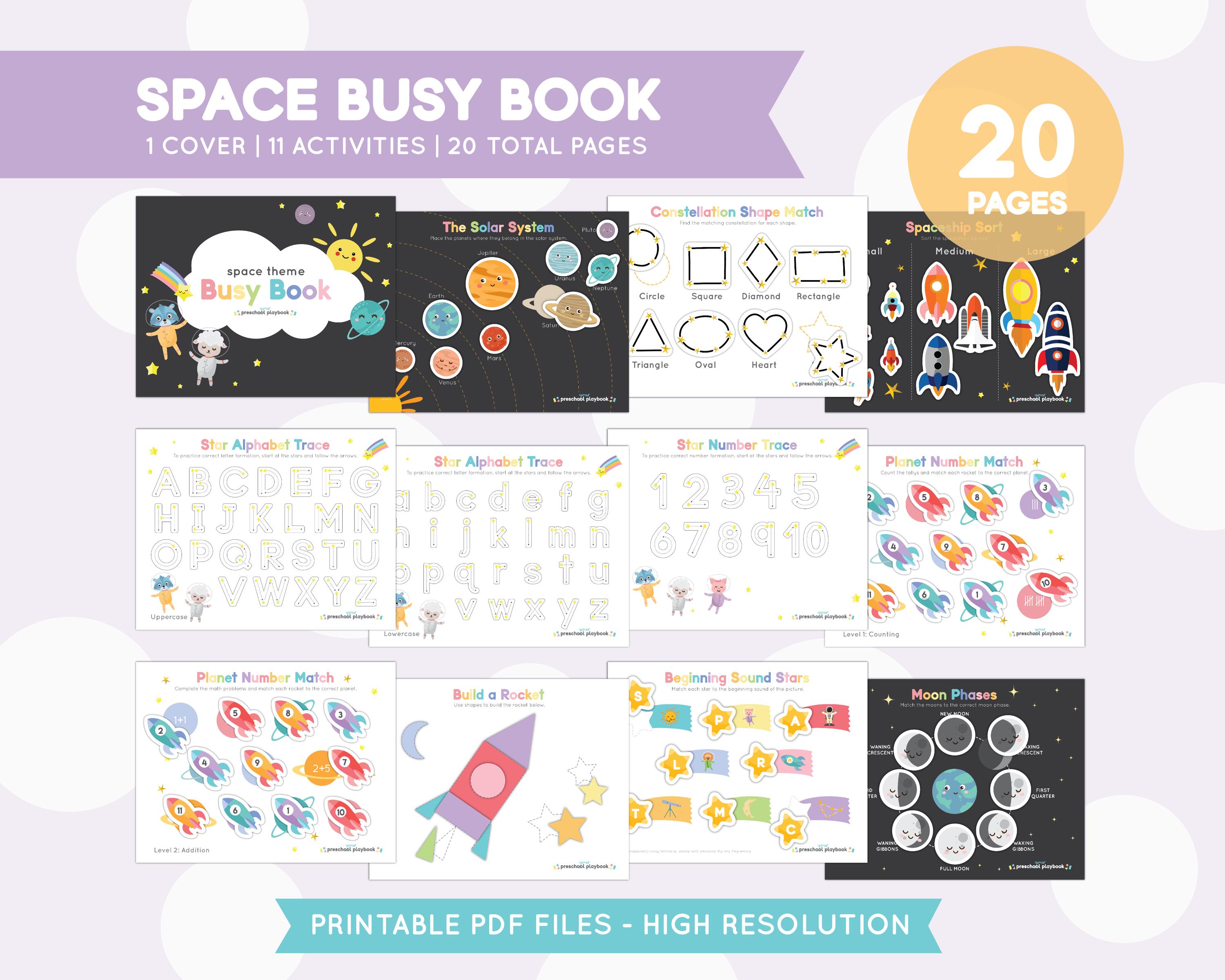 Toddler Busy Book, Space Theme, Preschool Learning Binder, Quiet Book ...