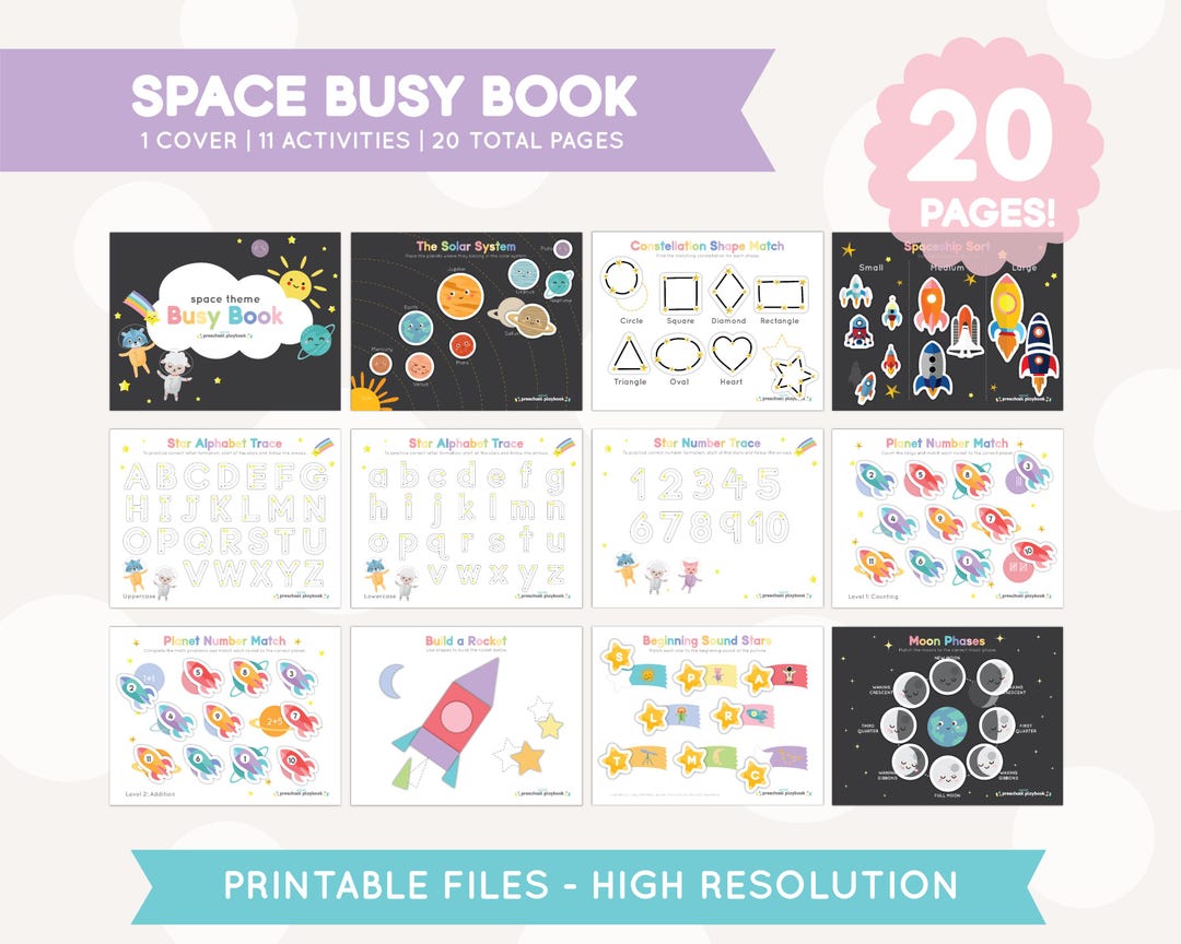 Toddler Busy Book, Space Theme, Preschool Learning Binder, Quiet Book ...