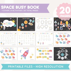 Toddler Busy Book, Space Theme, Preschool Learning Binder, Quiet Book ...