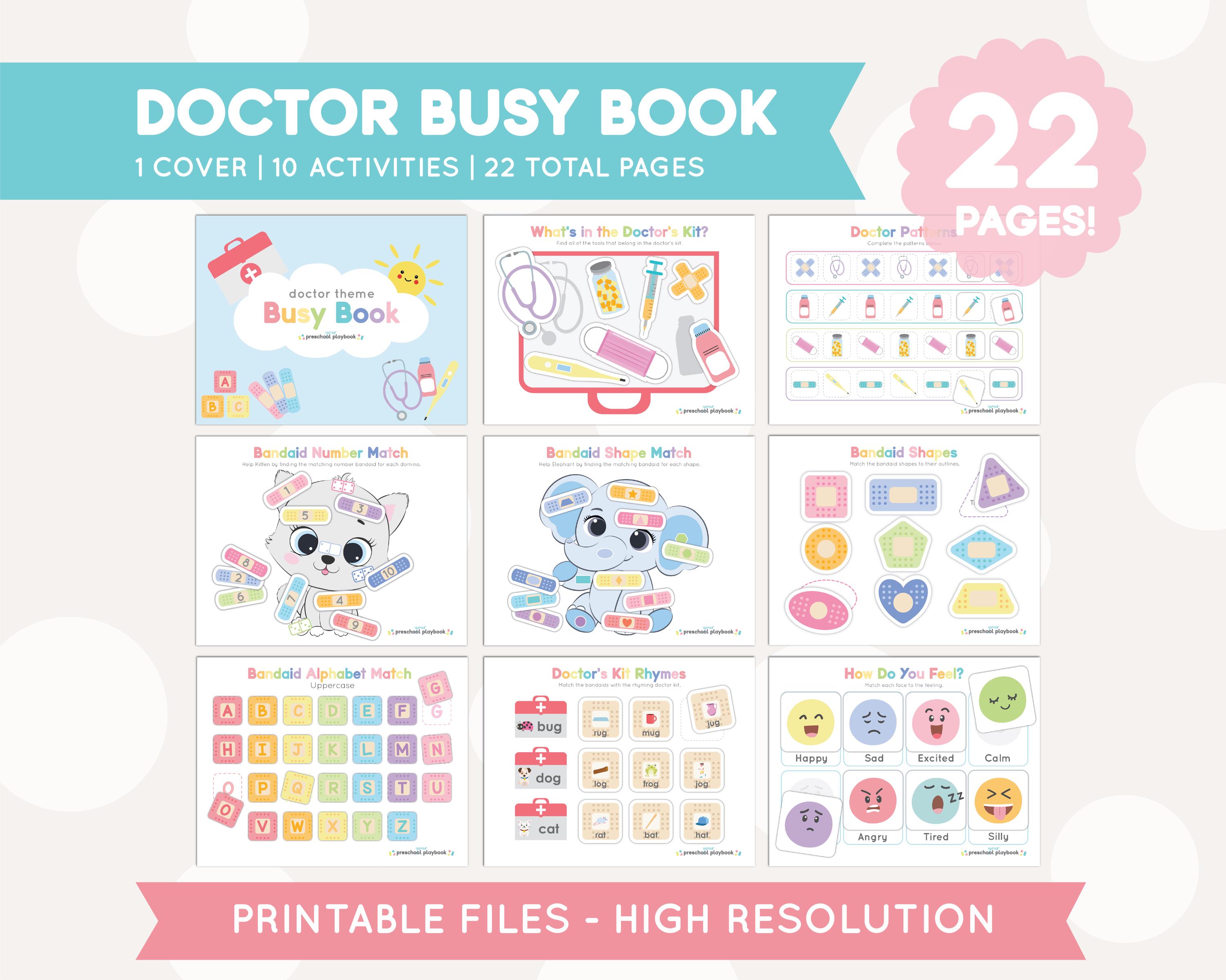 Toddler Busy Book, Doctor Theme, Preschool Learning Binder, Quiet Book ...