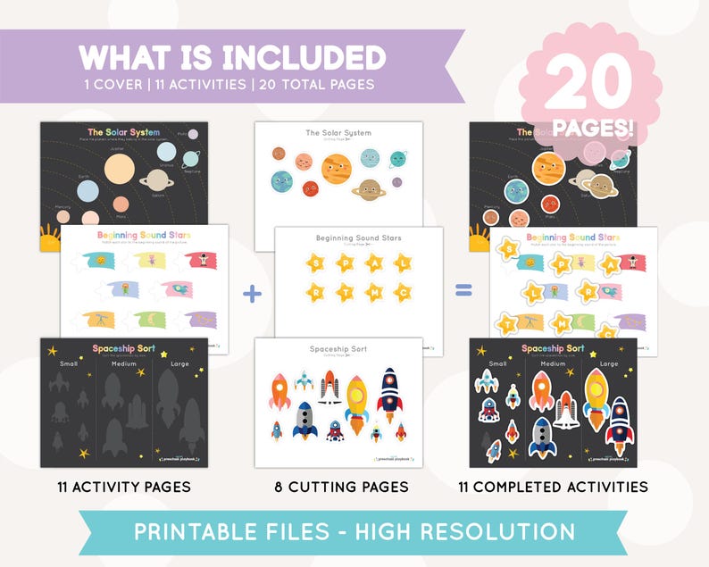 Toddler Busy Book, Space Theme, Preschool Learning Binder, Quiet Book ...