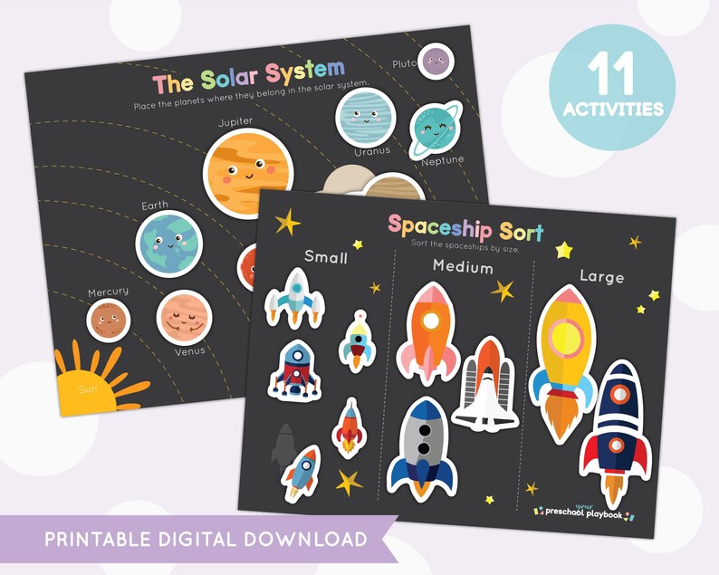 Toddler Busy Book, Space Theme, Preschool Learning Binder, Quiet Book ...