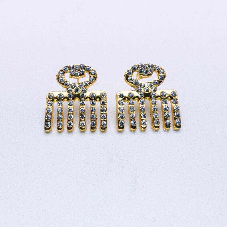 Duafe Earrings, African Comb, Adinkra Symbol Jewelry - Etsy