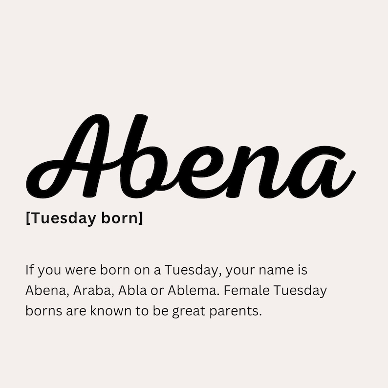 Gold Tuesday Born Female Necklace, Abena Ghana Day Name Pendant ...