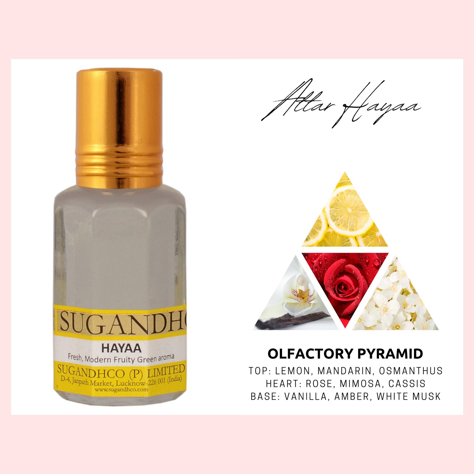 Sugandhco Hayaa Attar 10ml Concentrate Perfume Oil Primary Notes: Rose ...