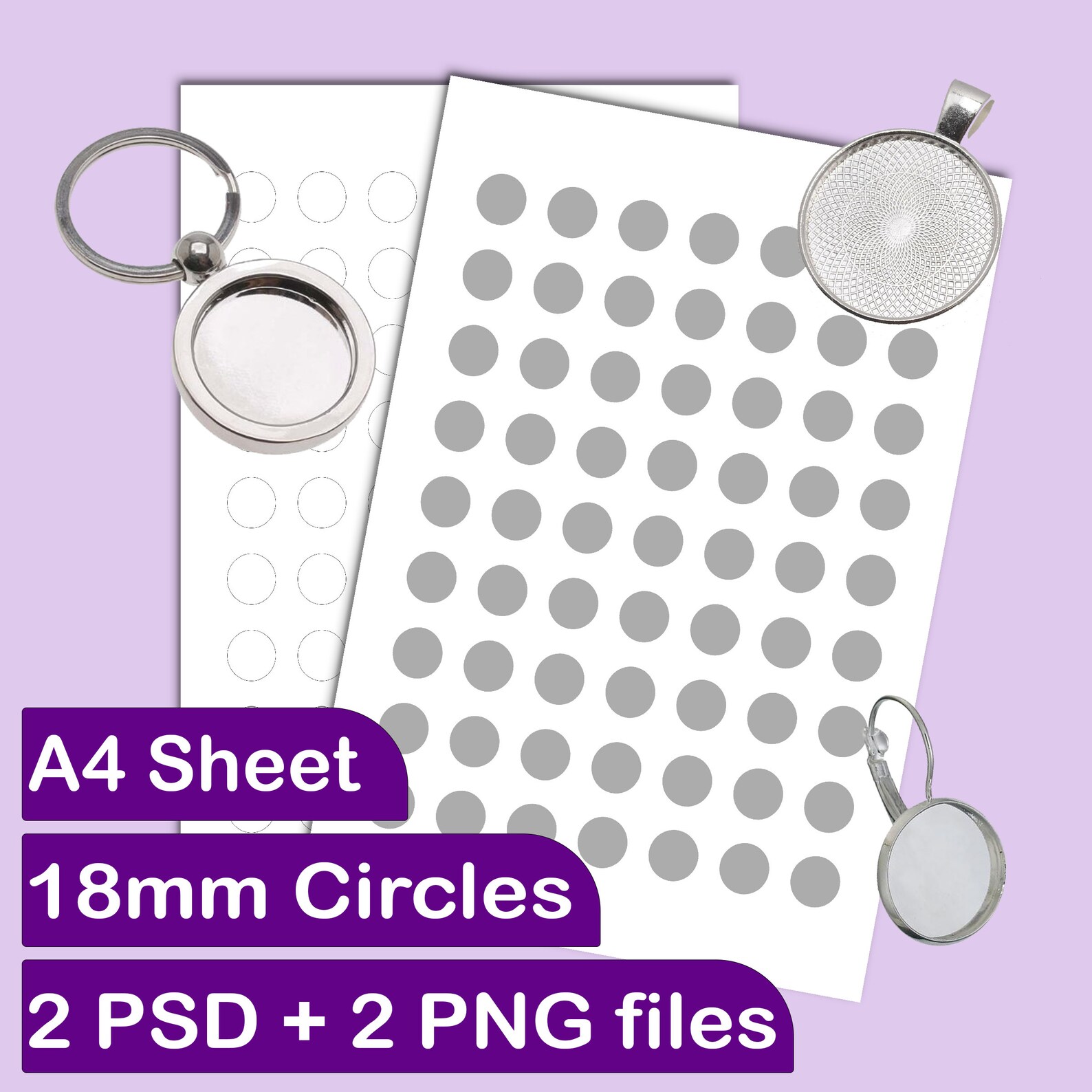 Collage Sheet Template, 18mm / 0,7 Inch Circle Rounds, Party Printable ...
