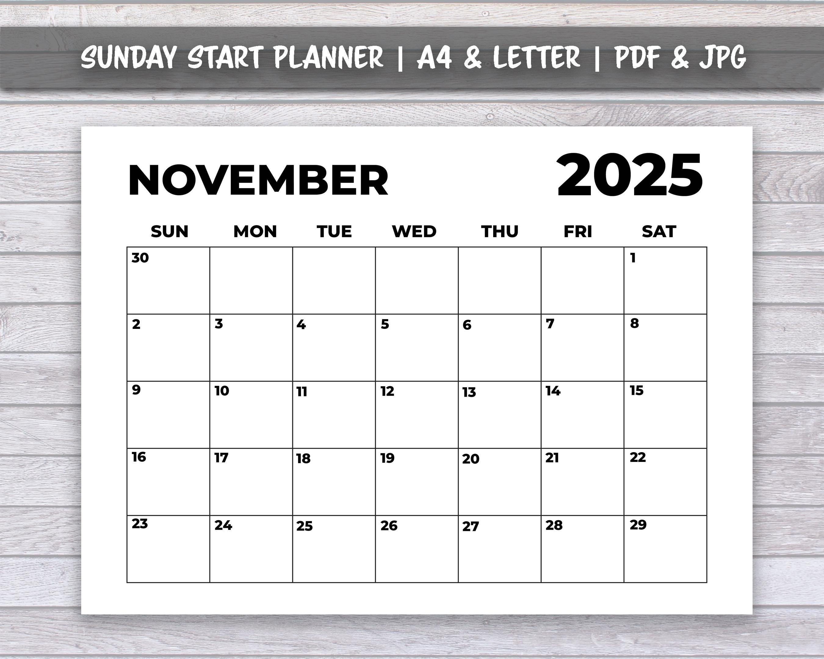 Monthly Planner November 2025, Simple Planner, Printable Landscape ...
