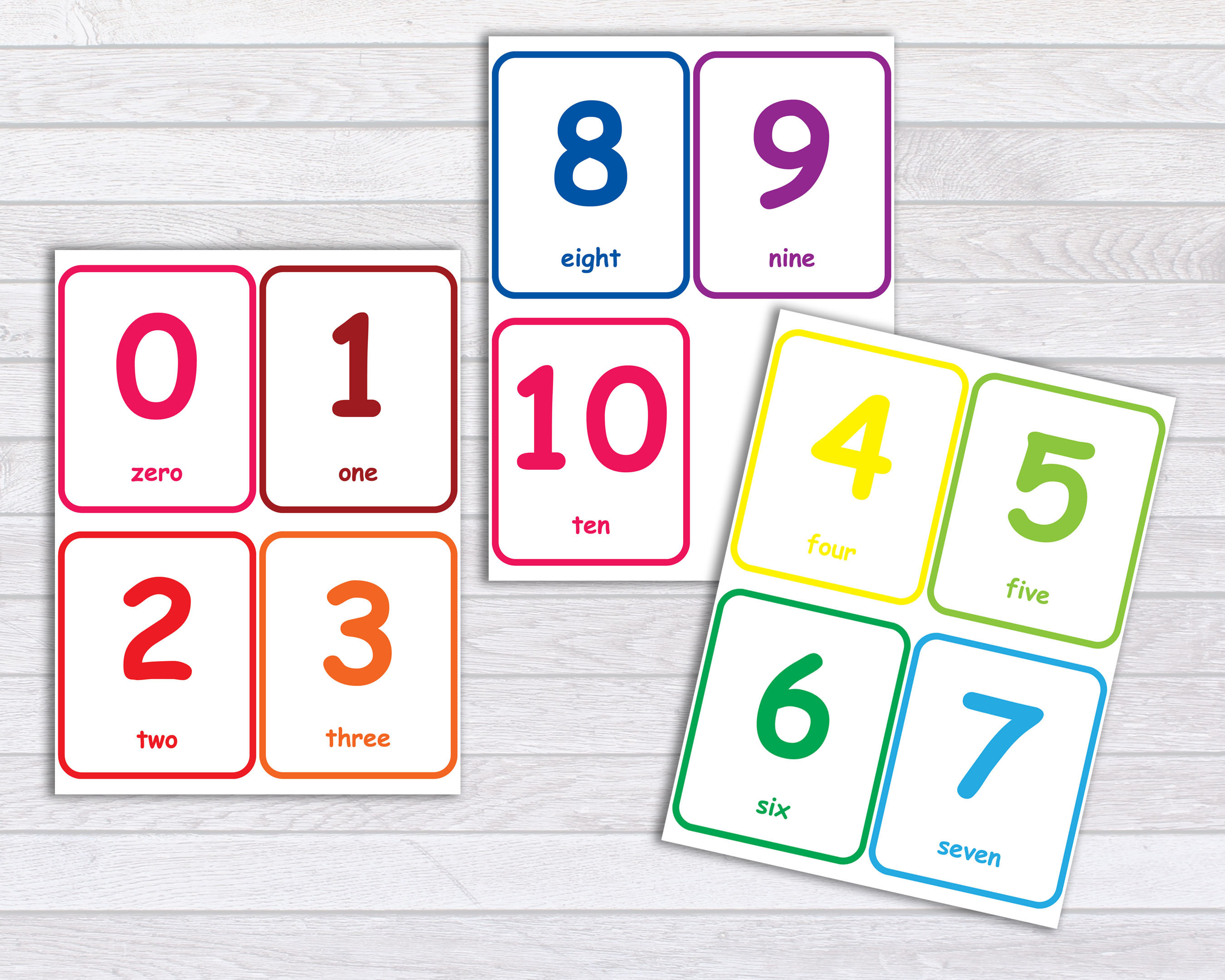 Number Flash Cards 0-20, Count to 20, Preschool Counting Flash Cards ...