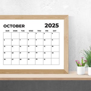 Monthly Planner October 2025, Simple Planner, Printable Landscape ...