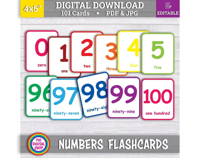 Numbers 1-100 Flashcards, Printable Flashcards, Toddler Flash Cards ...