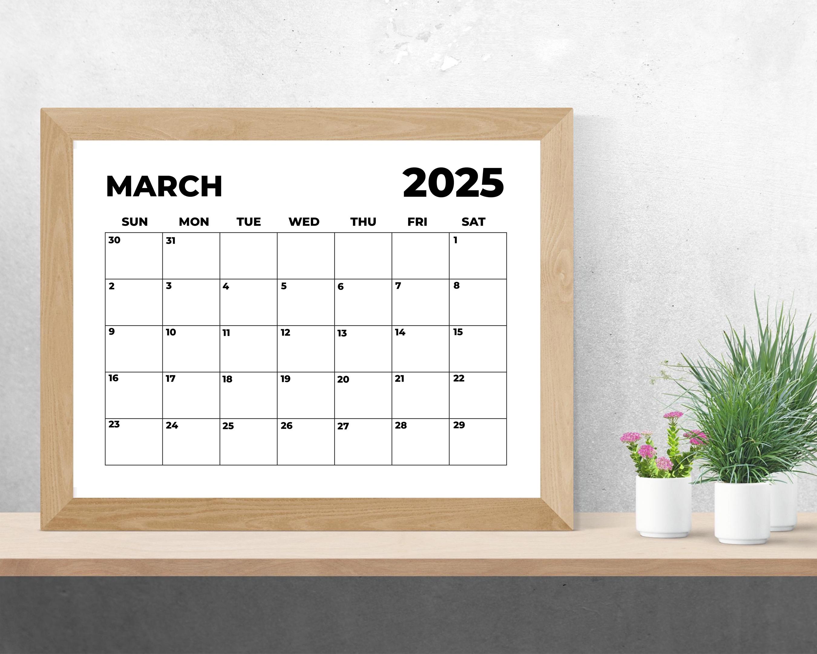 Monthly Planner March 2025, Simple Planner, Printable Landscape ...