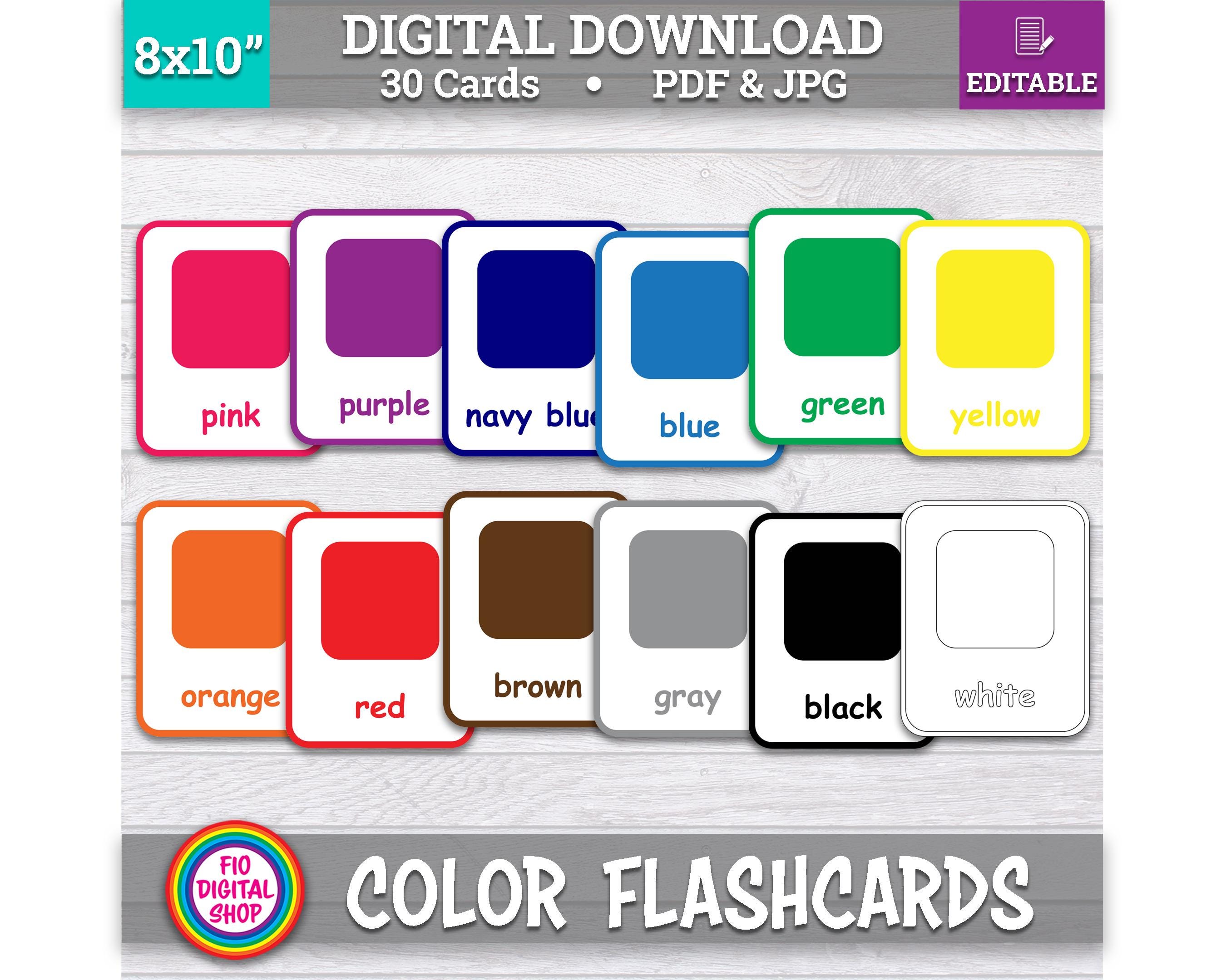 Editable Colors Flashcards, Printable Flashcards, Educational ...