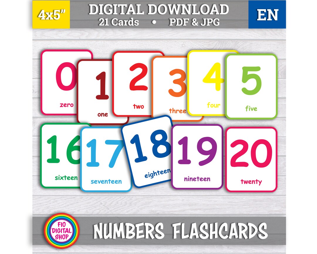 Number Flash Cards 0-20, Count to 20, Preschool Counting Flash Cards ...