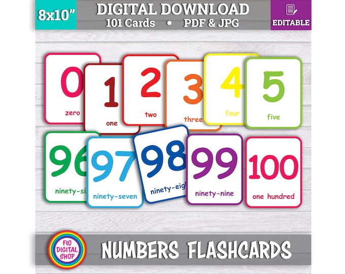 Numbers 1-100 Flashcards, Printable Flashcards, Toddler Flash Cards ...