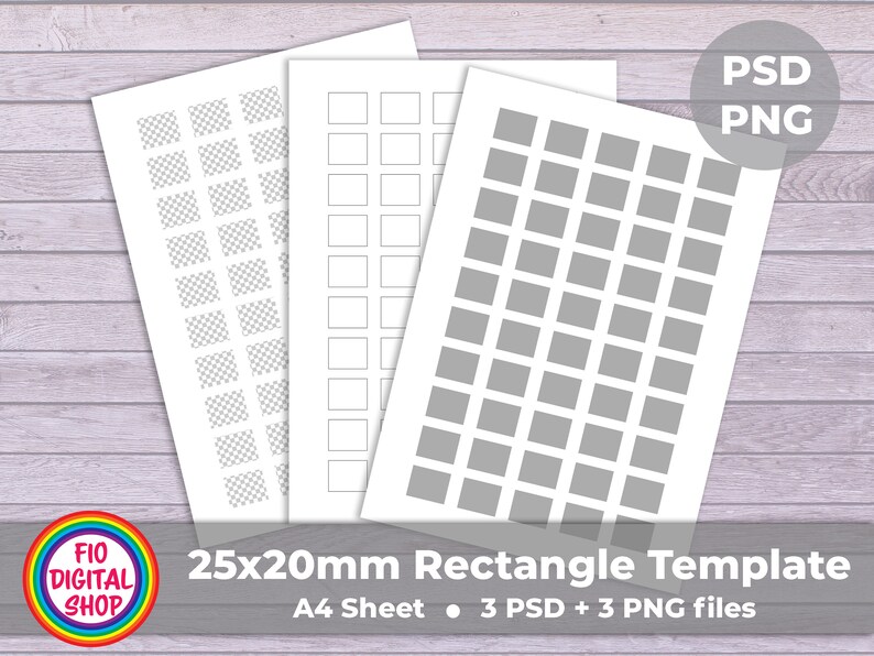 Collage Sheet Template, 25x20mm / 1x0.8 Inch Rectangles, Party ...