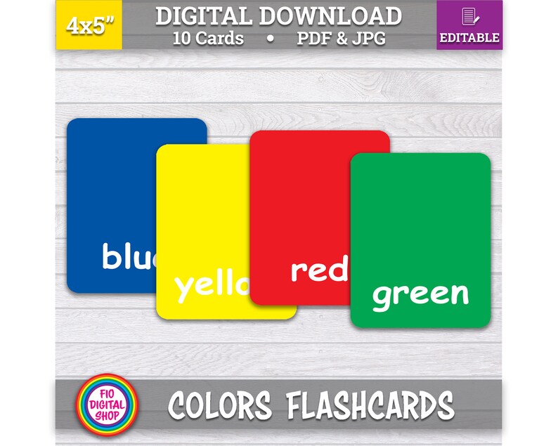 Editable Colors Flashcards, Printable Flashcards, Educational ...