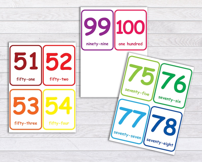 Number Flash Cards 0-100, Count to 100, Preschool Counting Flash Cards ...