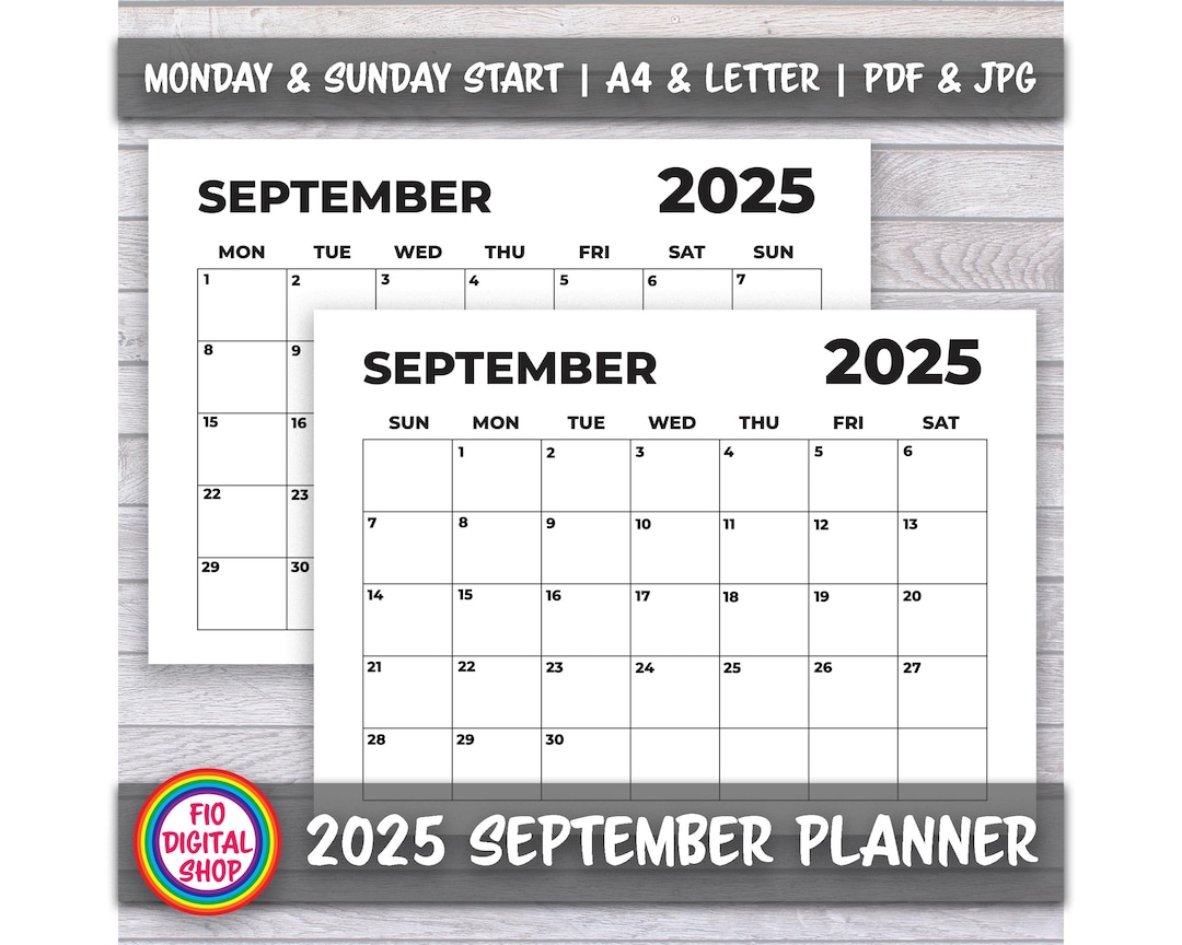 Monthly Planner September 2025, Simple Planner, Printable Landscape ...