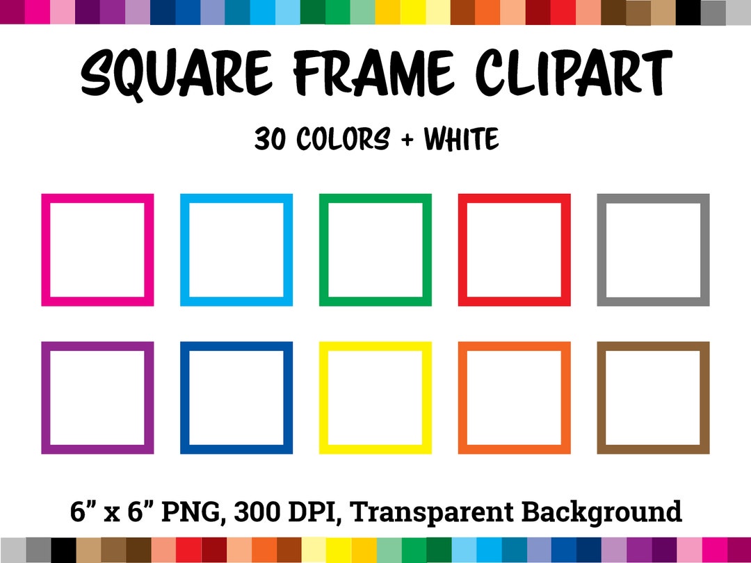 Square Frame Clipart, 30 Solid Colors, Planner Sticker, Card Making ...
