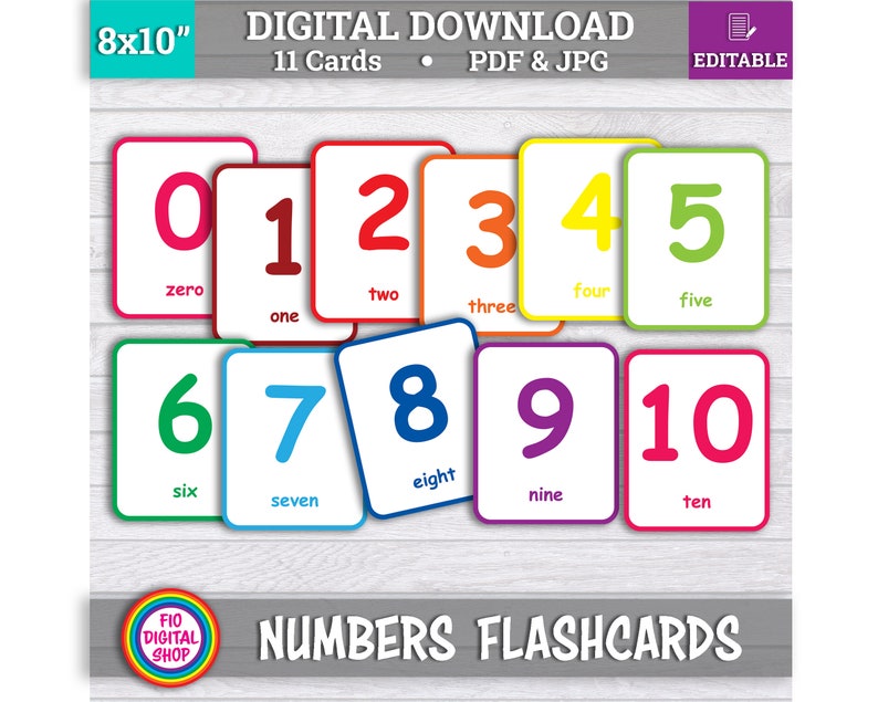 Editable Numbers Flashcards, Printable Flashcards, Educational ...