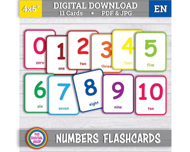Number Flash Cards 0-10, Count to 10, Preschool Counting Flash Cards ...