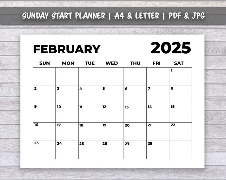 Monthly Planner February 2025, Simple Planner, Printable Landscape ...