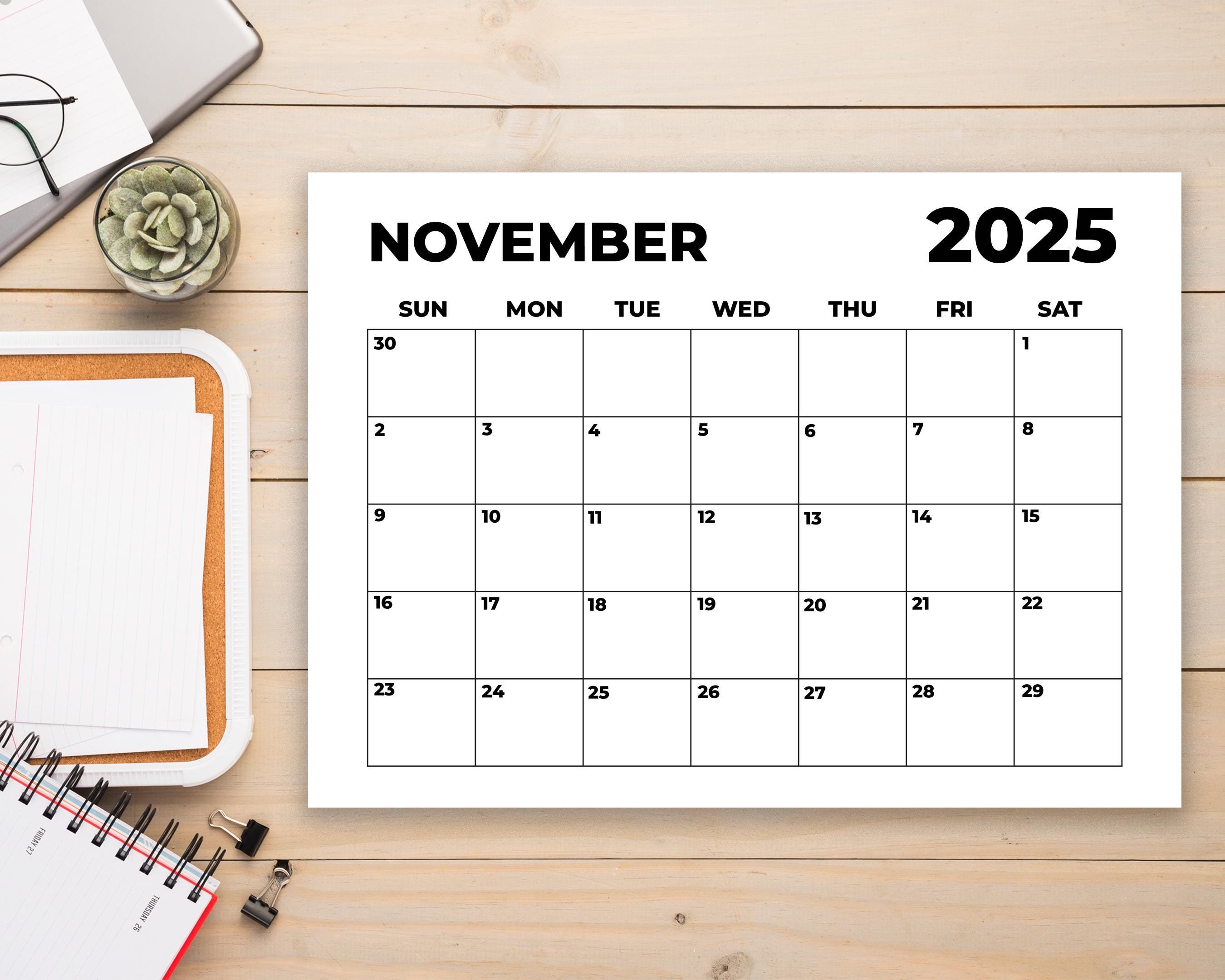Monthly Planner November 2025, Simple Planner, Printable Landscape ...